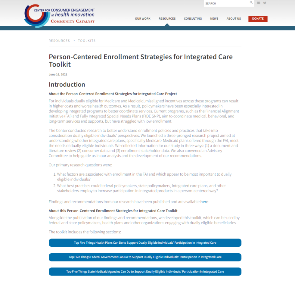 Person-Centered Enrollment Strategies for Integrated Care Toolkit ...